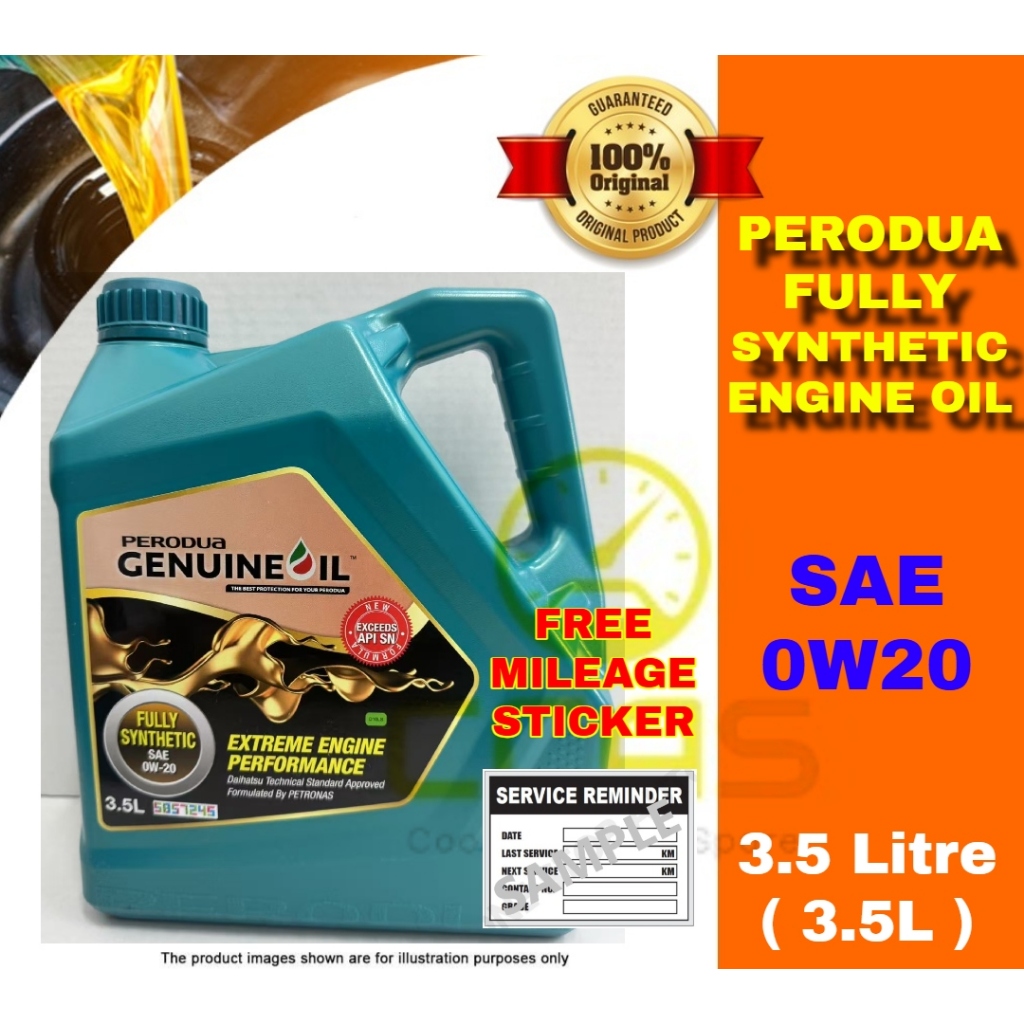 100% Original Perodua 0W20 Fully Synthetic Engine Oil 3.5L Myvi Viva ...