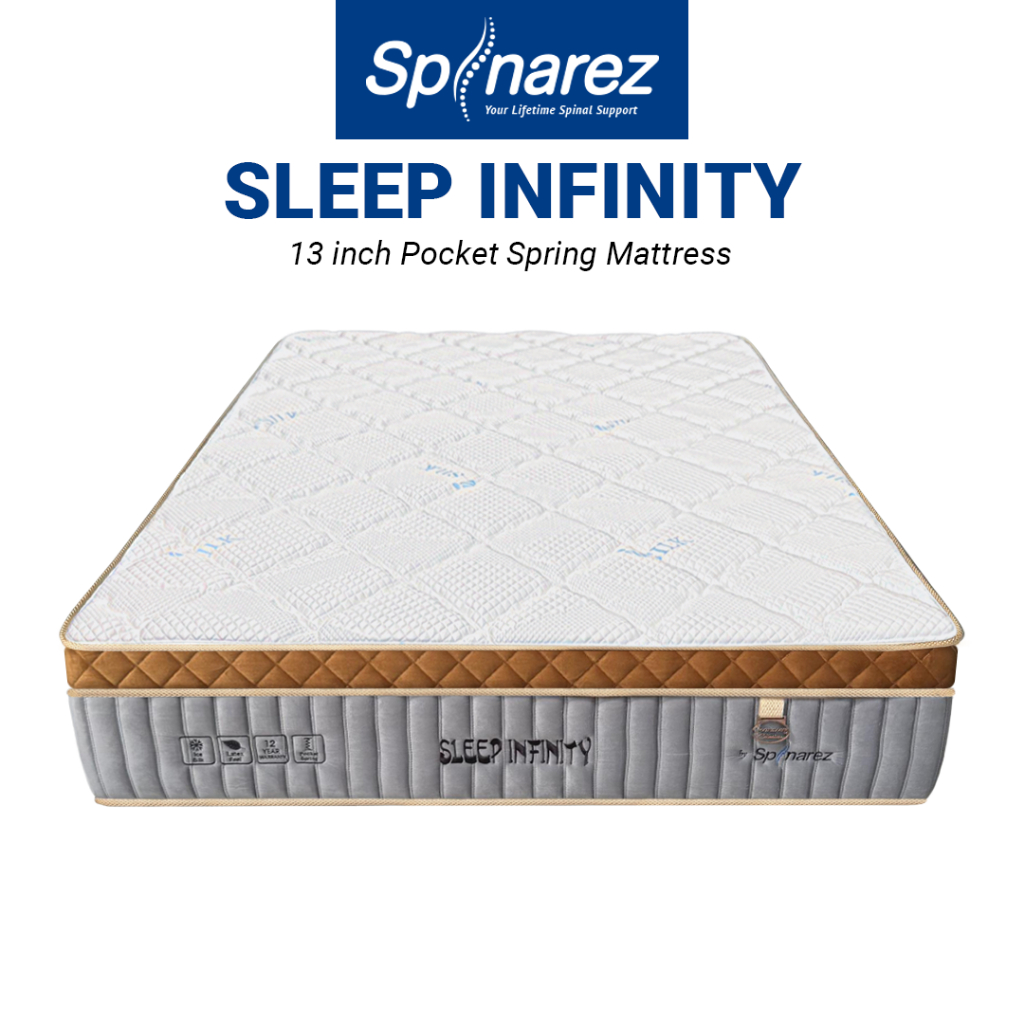 Spinarez Sleep Infinity 13" Pocket Spring Mattress with Natural Latex Topper, Ice Silk Fabric ...