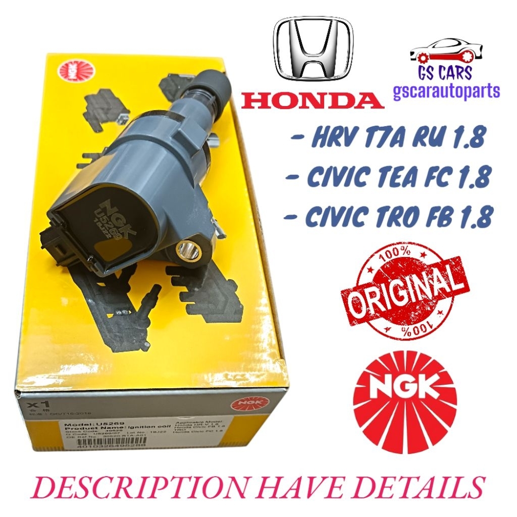 Honda ngk 100% original ignition plug coil civic tea fc 1.8/hrv t7a ru ...