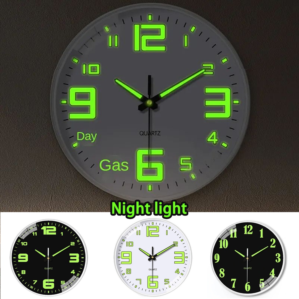 8-inch Glow in The Dark Clocks Silent Non-Ticking WalClocks Luminous ...