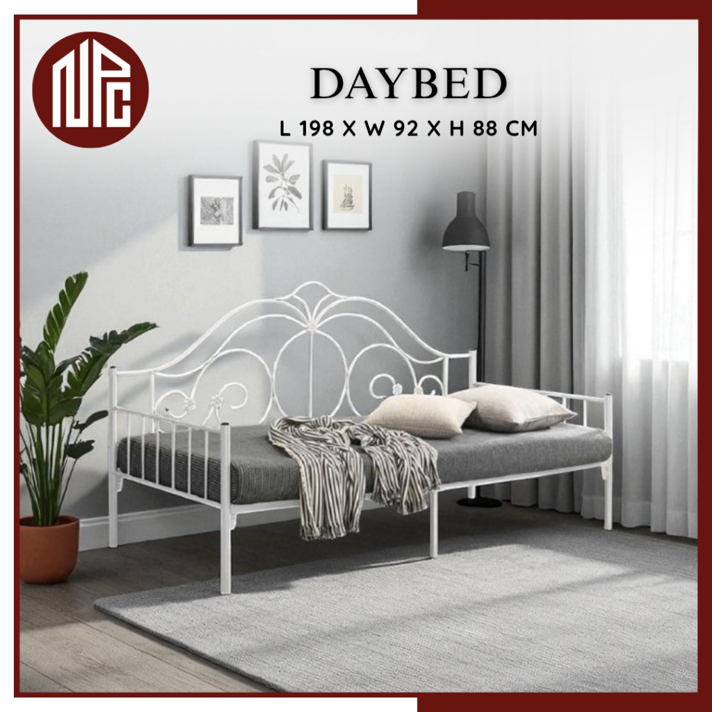 NPC SINGLE METAL DAY BED / BED FRAME / KATIL BESI / SOFA BED / DAY BED ...