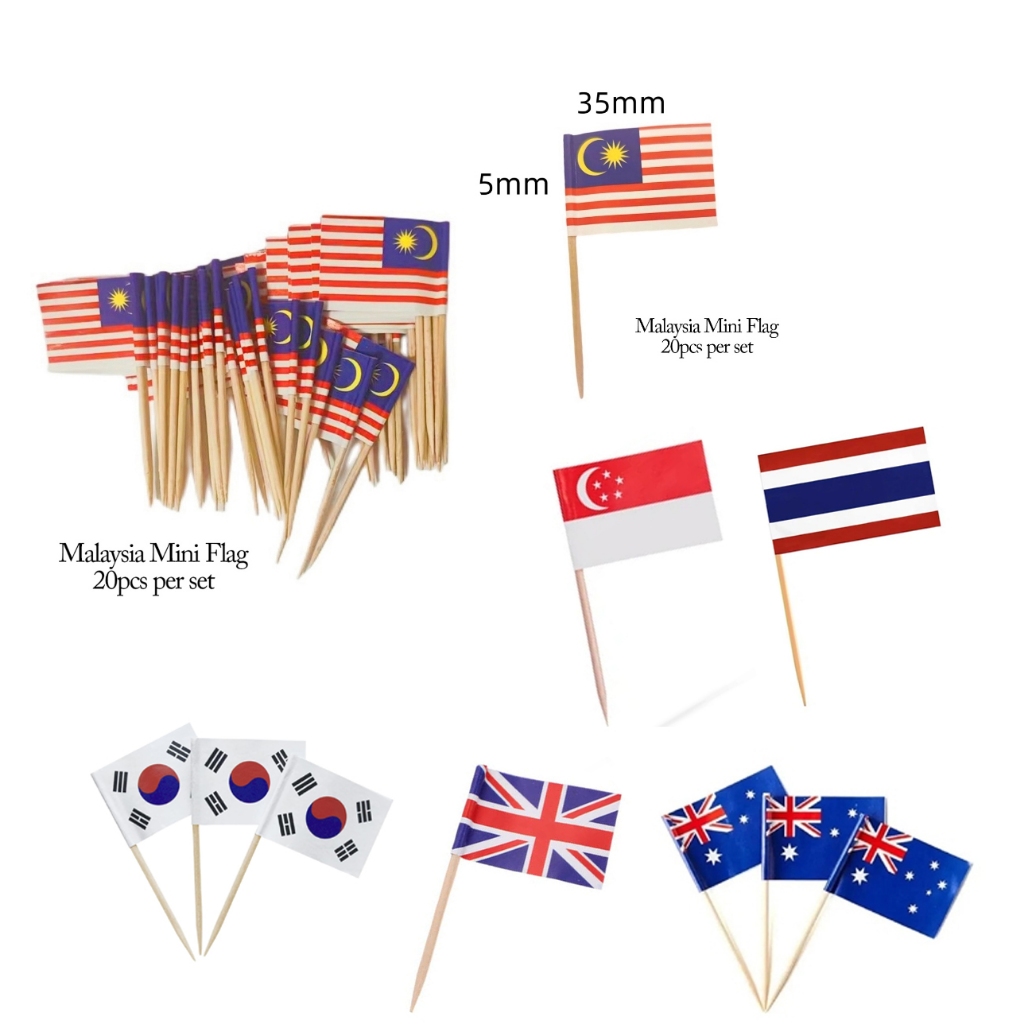 【READY STOCK】Country Mini Flag thailand cupcake topper Merdeka National ...