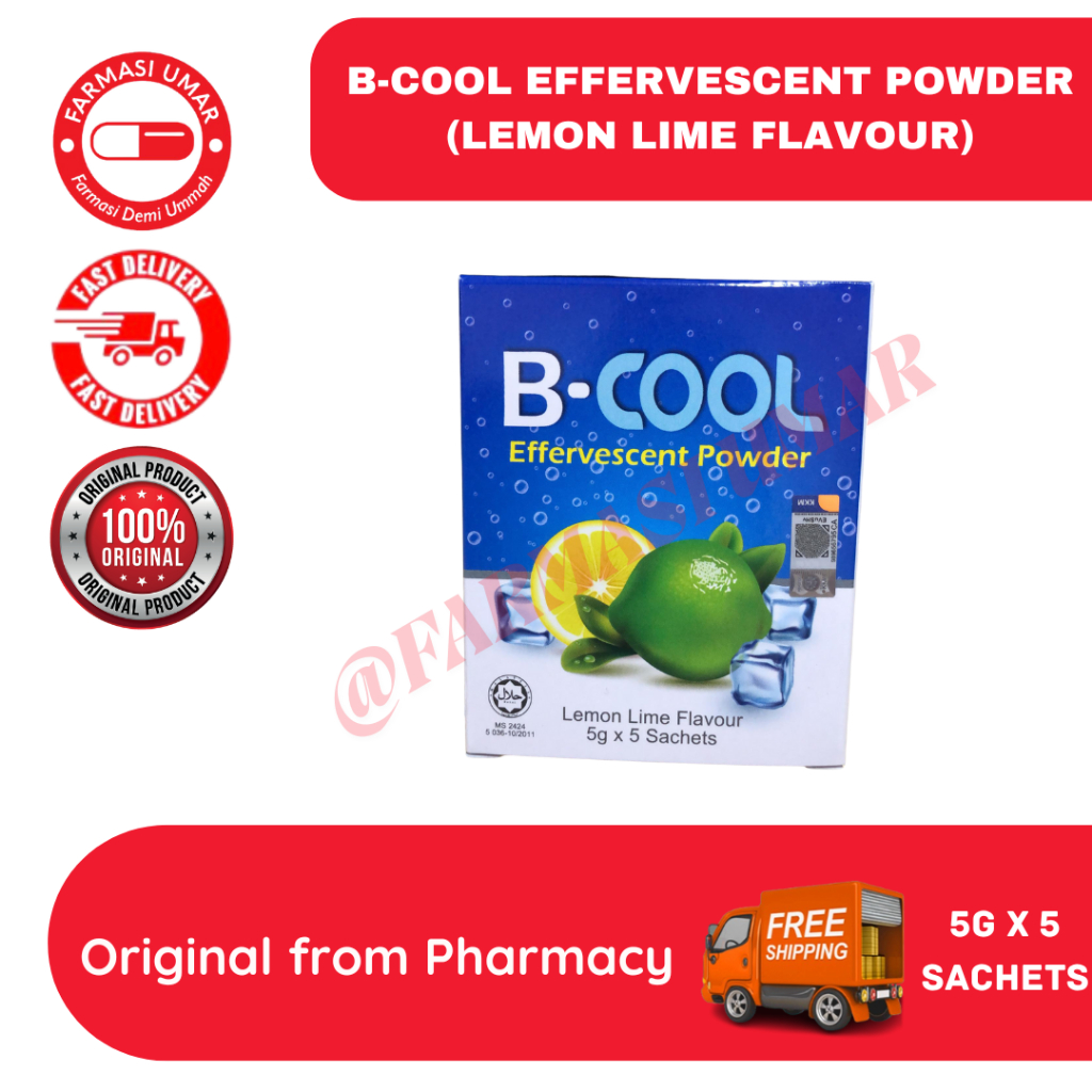 B-COOL EFFERVESCENT POWDER 5GX5 SACHETS (LEMON LIME FLAVOUR) AIR SEJUK ...