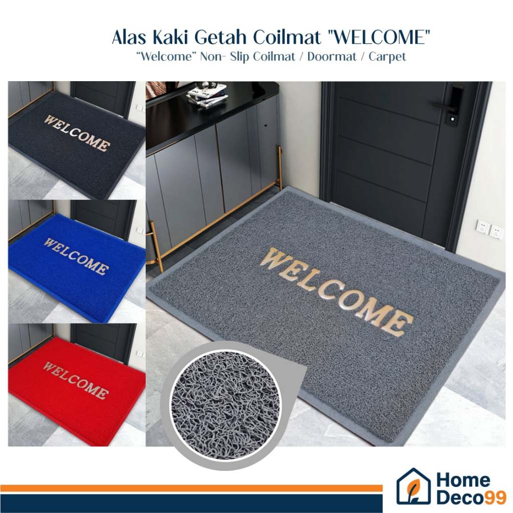 Coilmat "WELCOME" Non- Slip Doormat Carpet Alas Kaki Getah READY STOCK ...