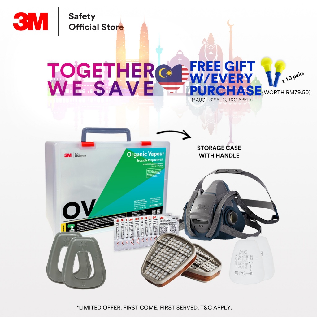3M™ Premium Comfort Painting/Epoxy 6500QL Series Respirator Set ...