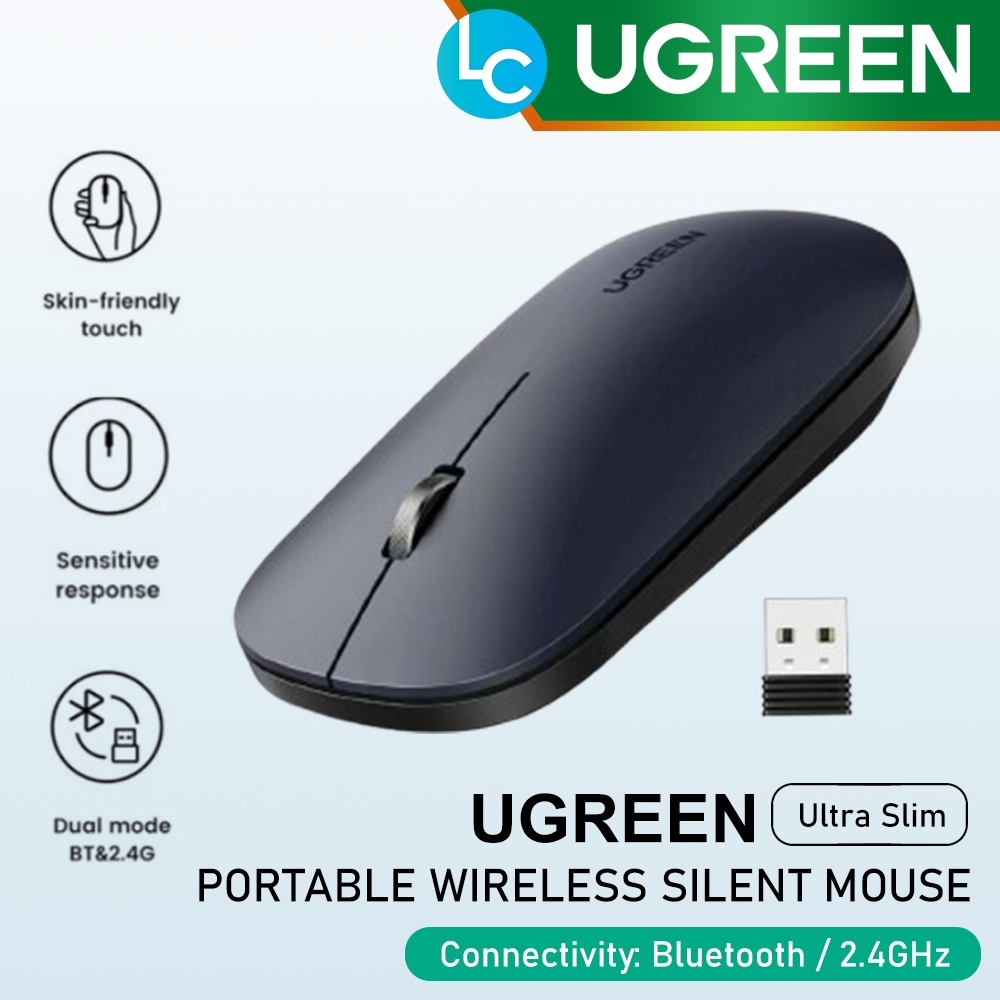 UGREEN Dual Mode Ultra-Slim Portable Wireless Silent Mouse 4000 DPI (UG ...