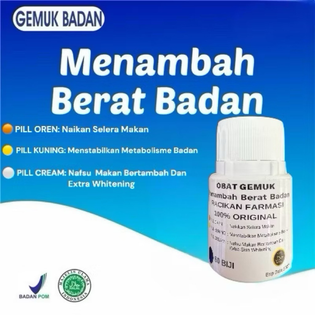 Obat Gemuk Menaikkan Berat Badan Racikan Farmasi 60 biji | Shopee Malaysia