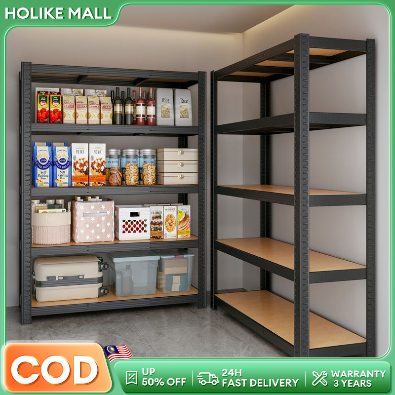 🔥Rak Besi Heavy Duty Metal Rack Boltless Rack Home Kitchen Warehouse ...