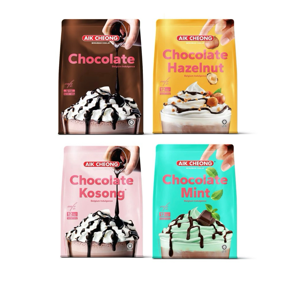 Aik Cheong Belgium Indulgence Cafe Art 3in1 12’ Chocolate 40g 480g | Hazelnut 38g 456g | Mint ...