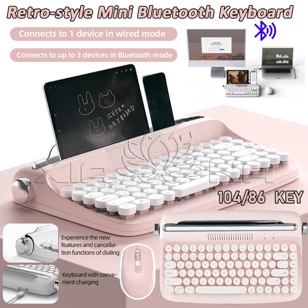 Retro wireless keyboard Typewriter-style keyboard Bluetooth mechanical ...