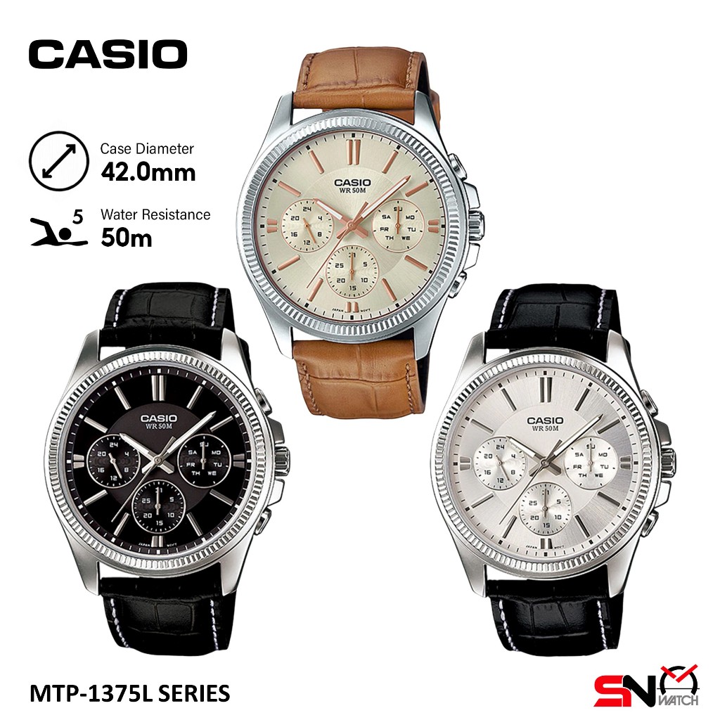 [100% Original]CASIO MTP-1375L Men Watch 3Sub-dials 24H | Gunuine ...