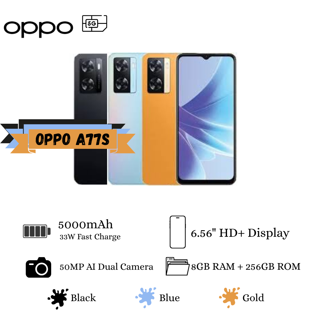 OPPO A77s 5G 8GB+256GB 5000mAh Battery Malaysia Original Snapdragon 680 ...