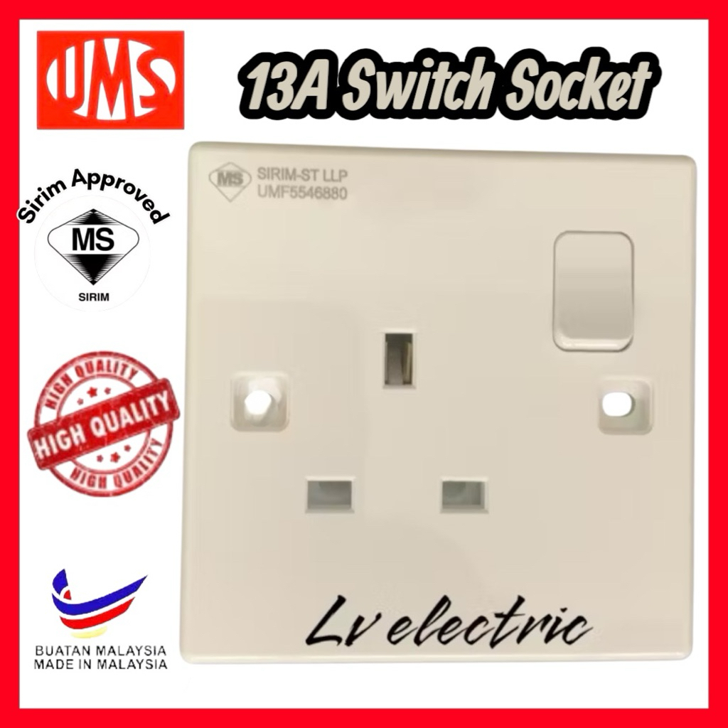 [1PC] UMS SP2913A 2913A 13A 1 Gang Switch Socket Outlet, Sirim Approved | Shopee Malaysia