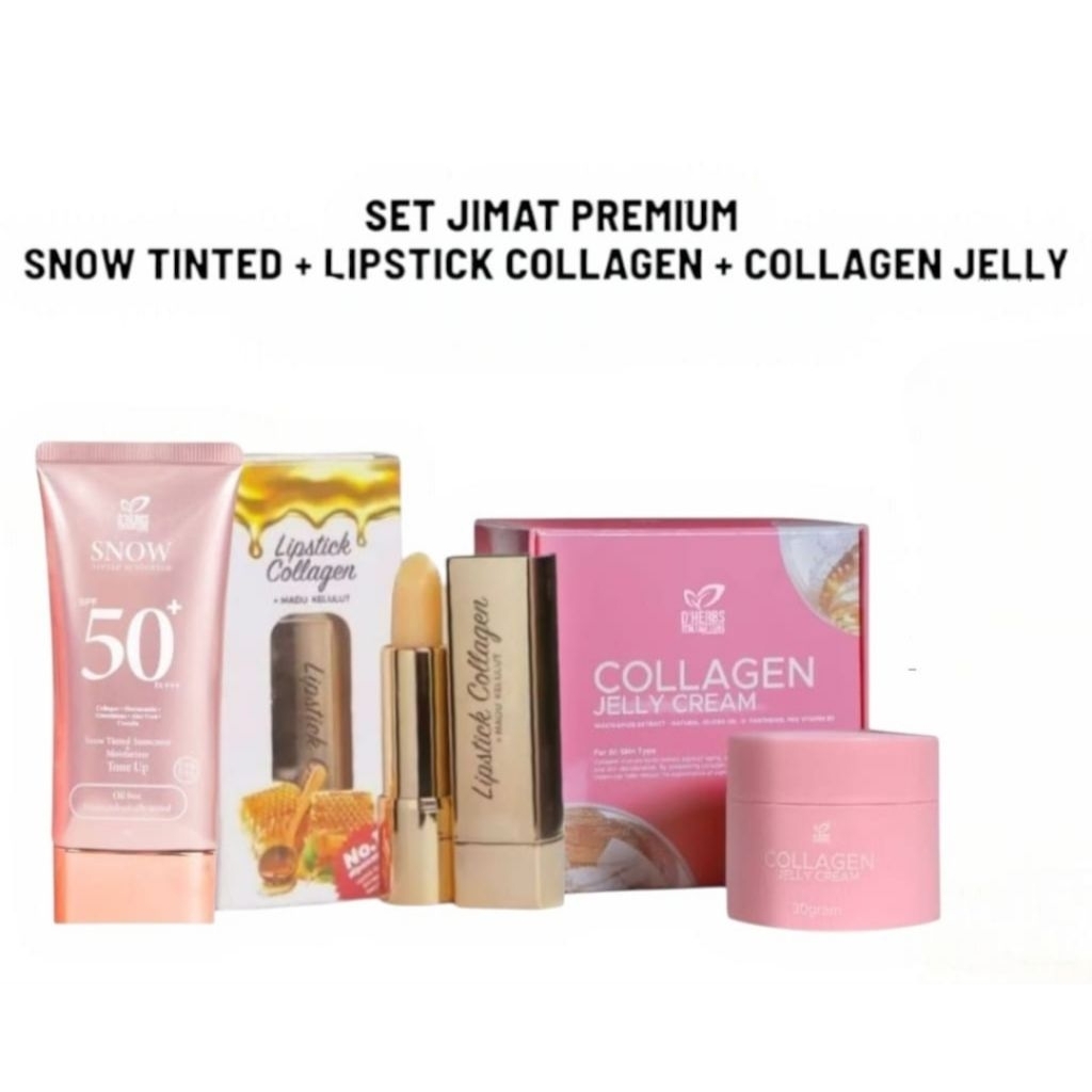 DHERBS SET JIMAT PREMIUM (SNOW TINTED + LIPS COLLAGEN + COLLAGEN JELLY ...