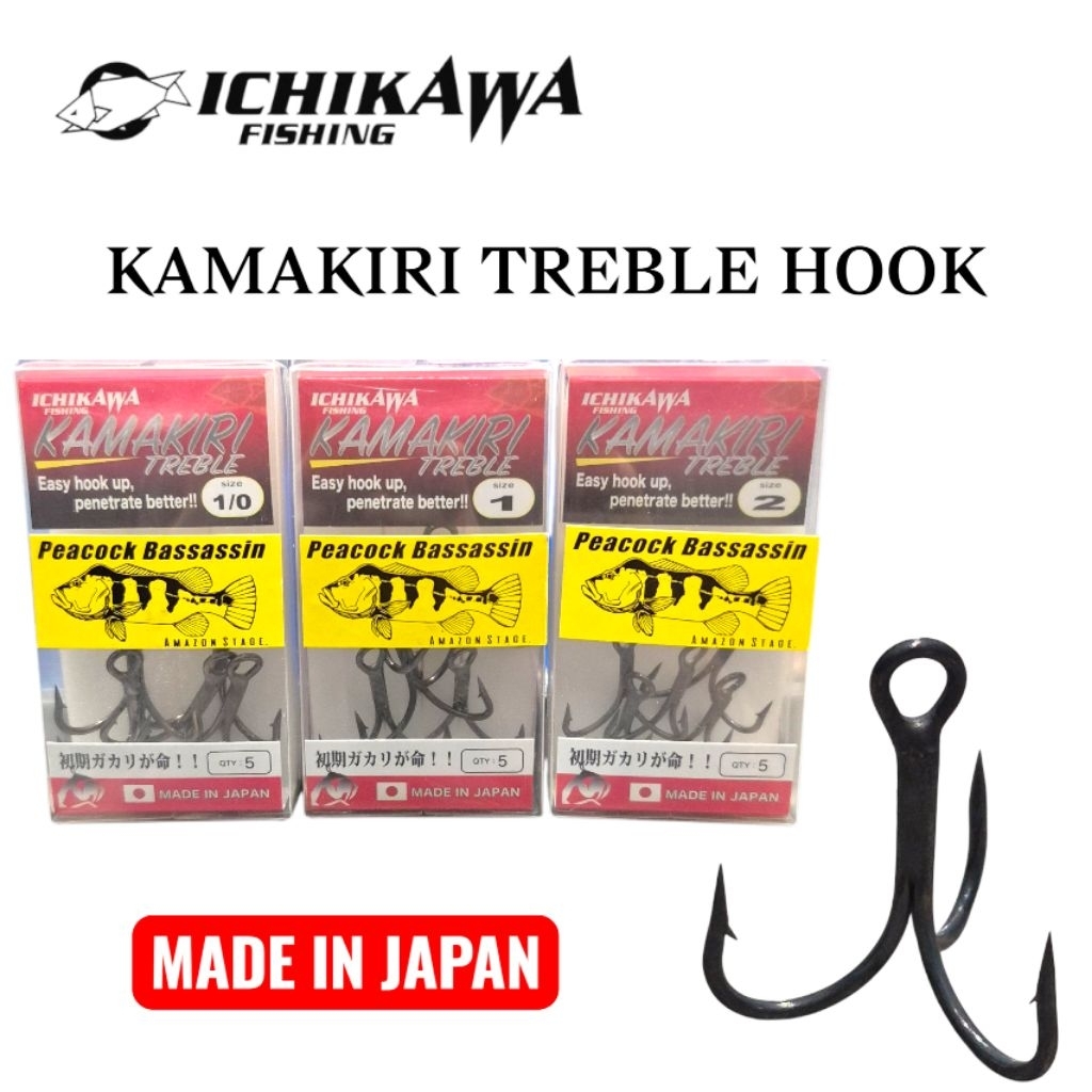ICHIKAWA KAMAKIRI TREBLE HOOK PEACOCK BASSASSIN MADE IN JAPAN EASY HOOK ...