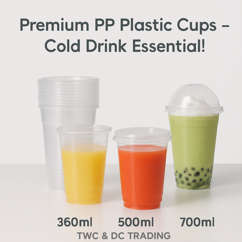 PP Plastic Cup [Disposable] [50pcs] – 95mm | Transparent | Cold Drink ...