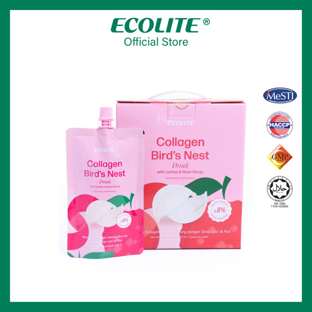 [ECOLITE] [LYCHEE ROSE SYRUP] Collagen Bird' Nest Drink / Minuman ...