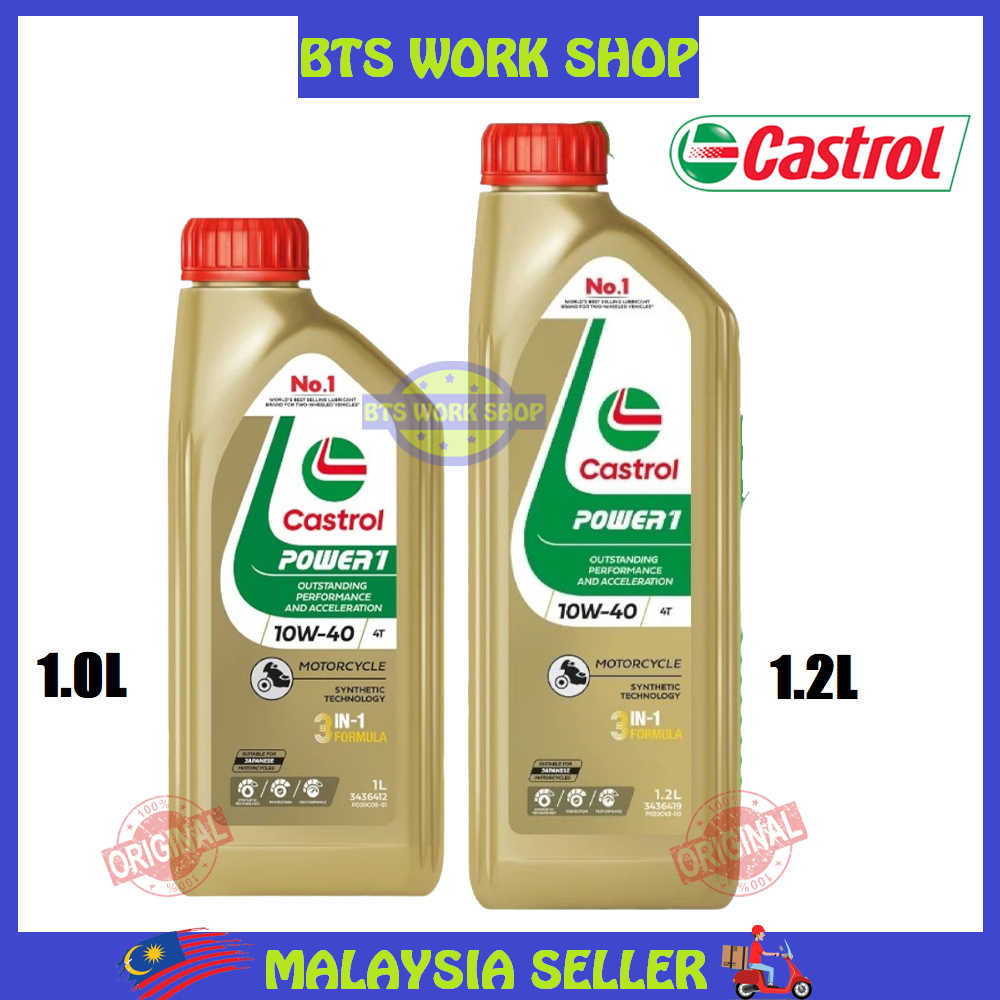 CASTROL POWER 1 10w40 1.0L 1.2L 4T OIL SEMI SYNTHETIC 100% ORIGINAL ...