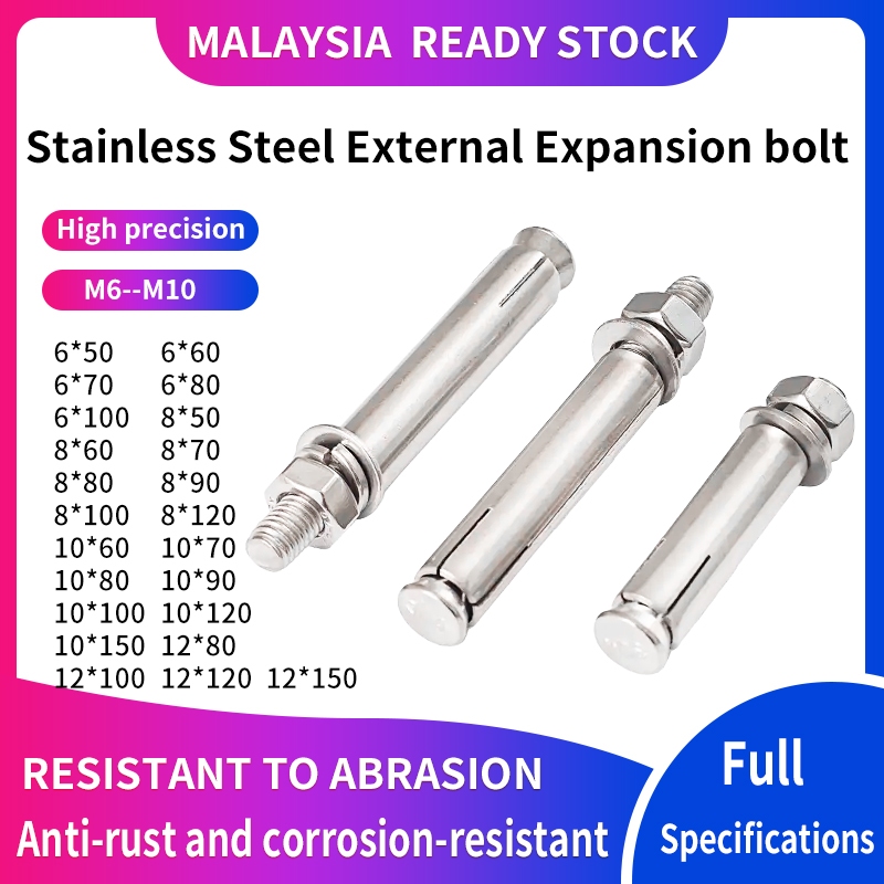 Expansion Anchor Bolt M6 M8 M10 M12 | 304 Stainless Steel | Wall Plug ...