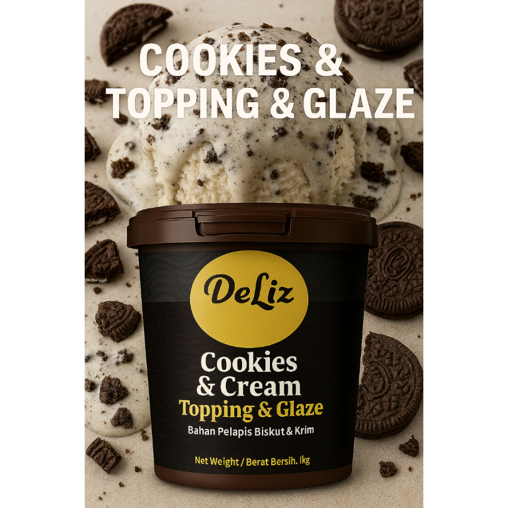 HALAL Deliz Topping & Glaze - COOKIES AND CREAM, HOKKAIDO WHITE ...