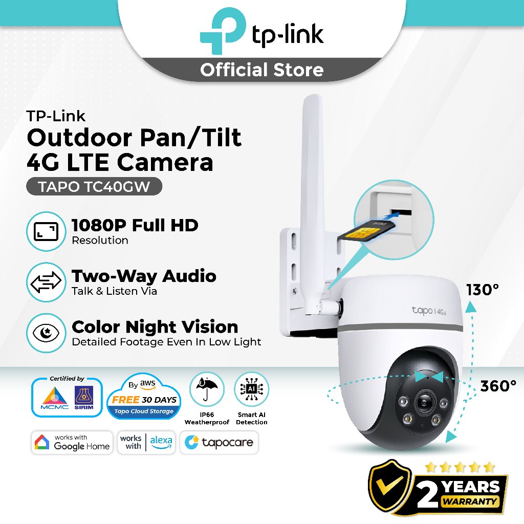 【FREE 4G SIM CARD 2GB DATA】| TP-Link Tapo TC40GW 1080P Outdoor WiFi ...