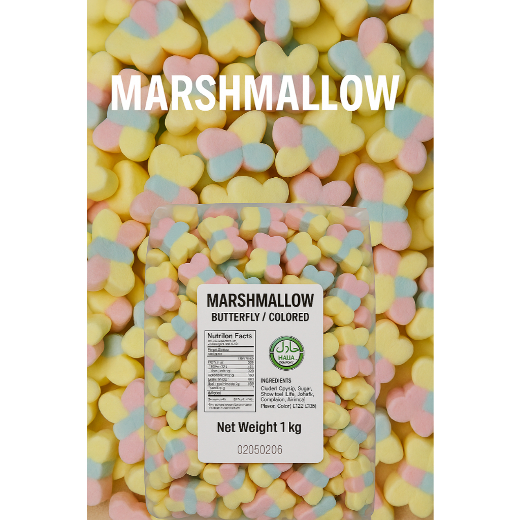 HALAL - Large White Marshmallow / Butterfly Marshmallow, 1KG | Shopee ...