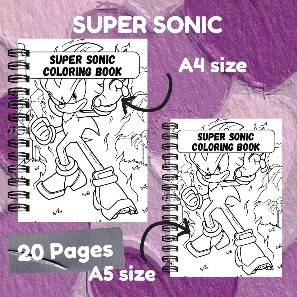 Super Sonic Coloring book loose paper coloring book 20 pages A4,A5 ...