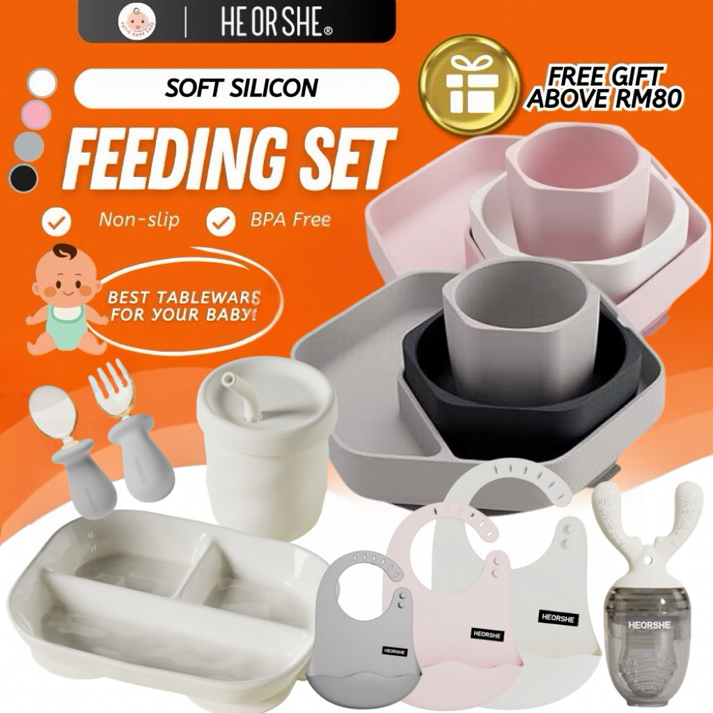 Heorshe Tableware Feeding Set / Ripple Dining Set / Antler Feeder fruit baby Spoon Bowl Plate ...