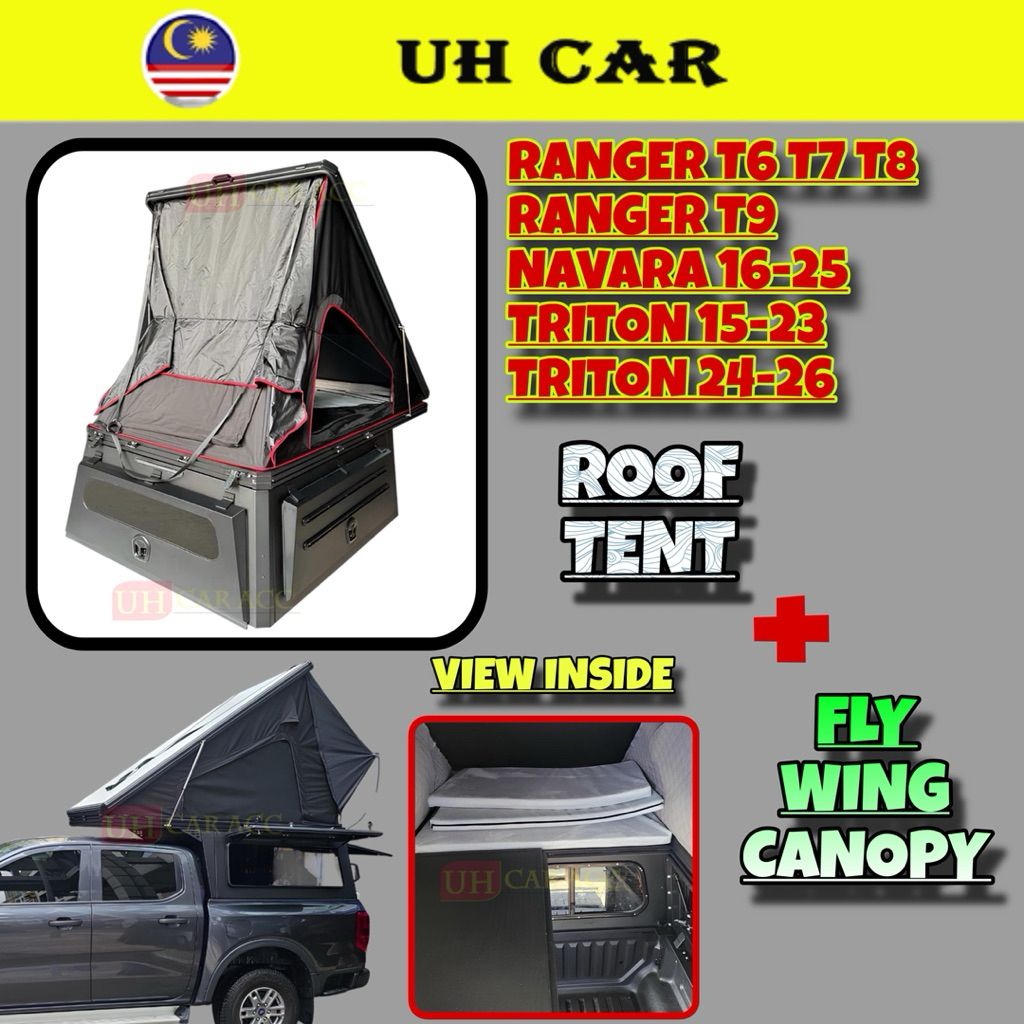 Roof Tent / Fly Wing Canopy Metal Rear Bed Cover Ford Ranger T6 T7 T8 ...