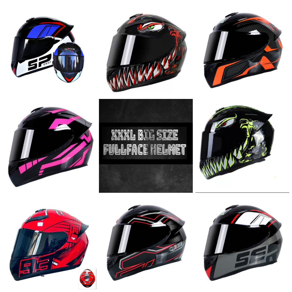 [Qike Helmet Saiz Besar] S, M&XXL, XXXL SPR Motorcycle Helmet Full Face ...