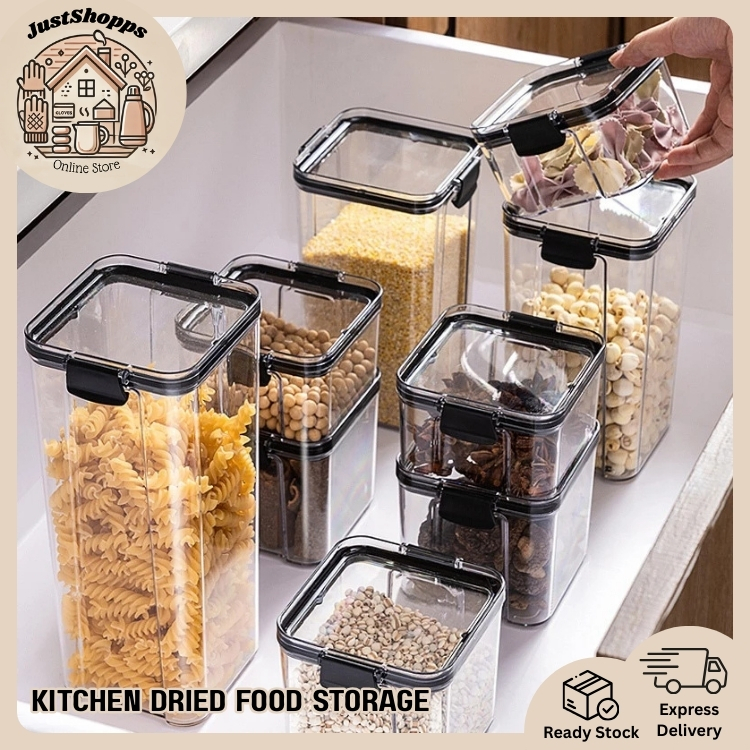 Kitchen Dried Food Storage Tank Transparent Square Plastic Storage Food ...