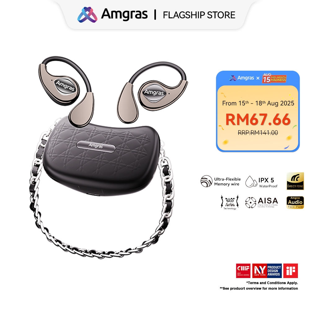 Amgras LuxeBuds Bag Bluetooth Earphone Open Wireless Earbuds Low ...