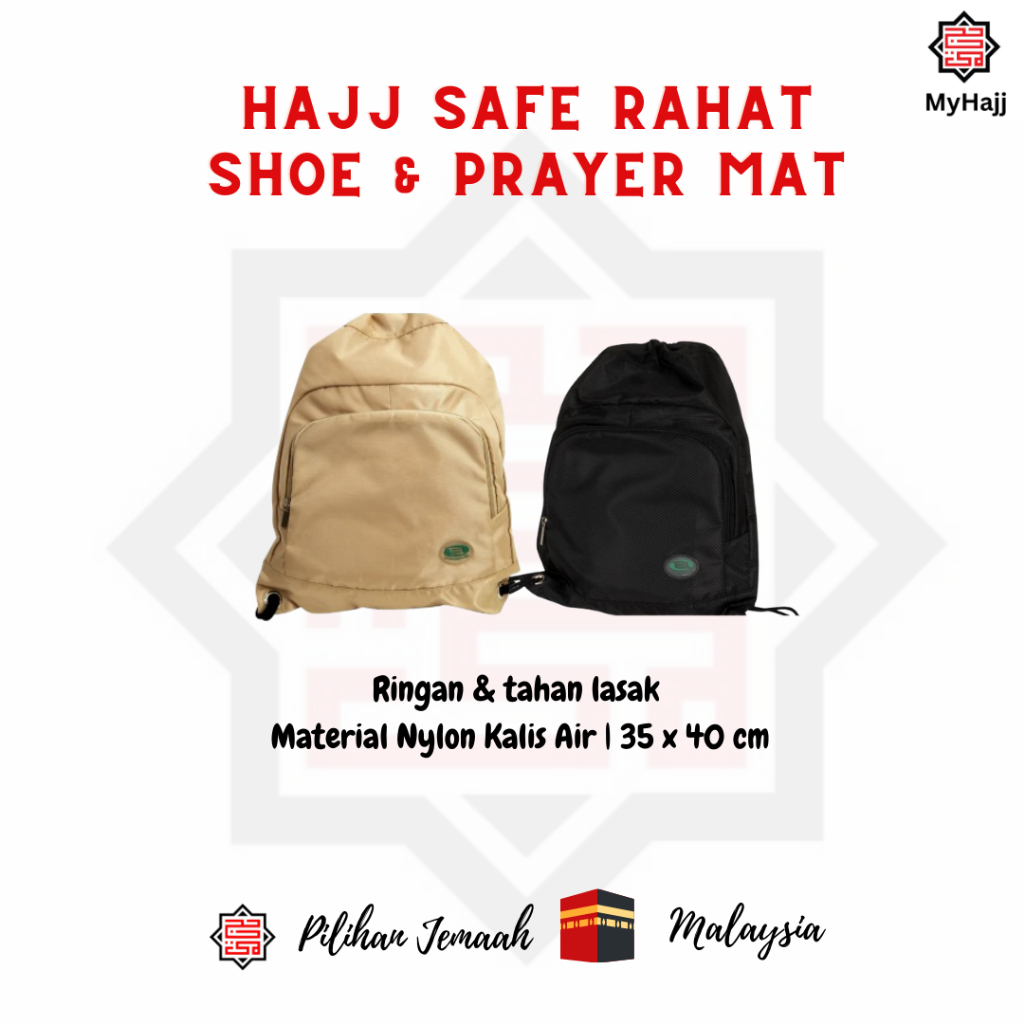 HAJJ SAFE SHOE PRAYER MAT BAG DRAW STRING HAJI UMRAH UNTUK LELAKI DAN ...