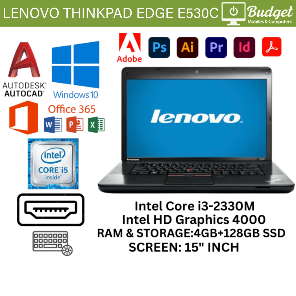 Lenovo ThinkPad Edge E530c 15 inch Intel i3 2nd Gen - 4GB RAM - 128GB ...
