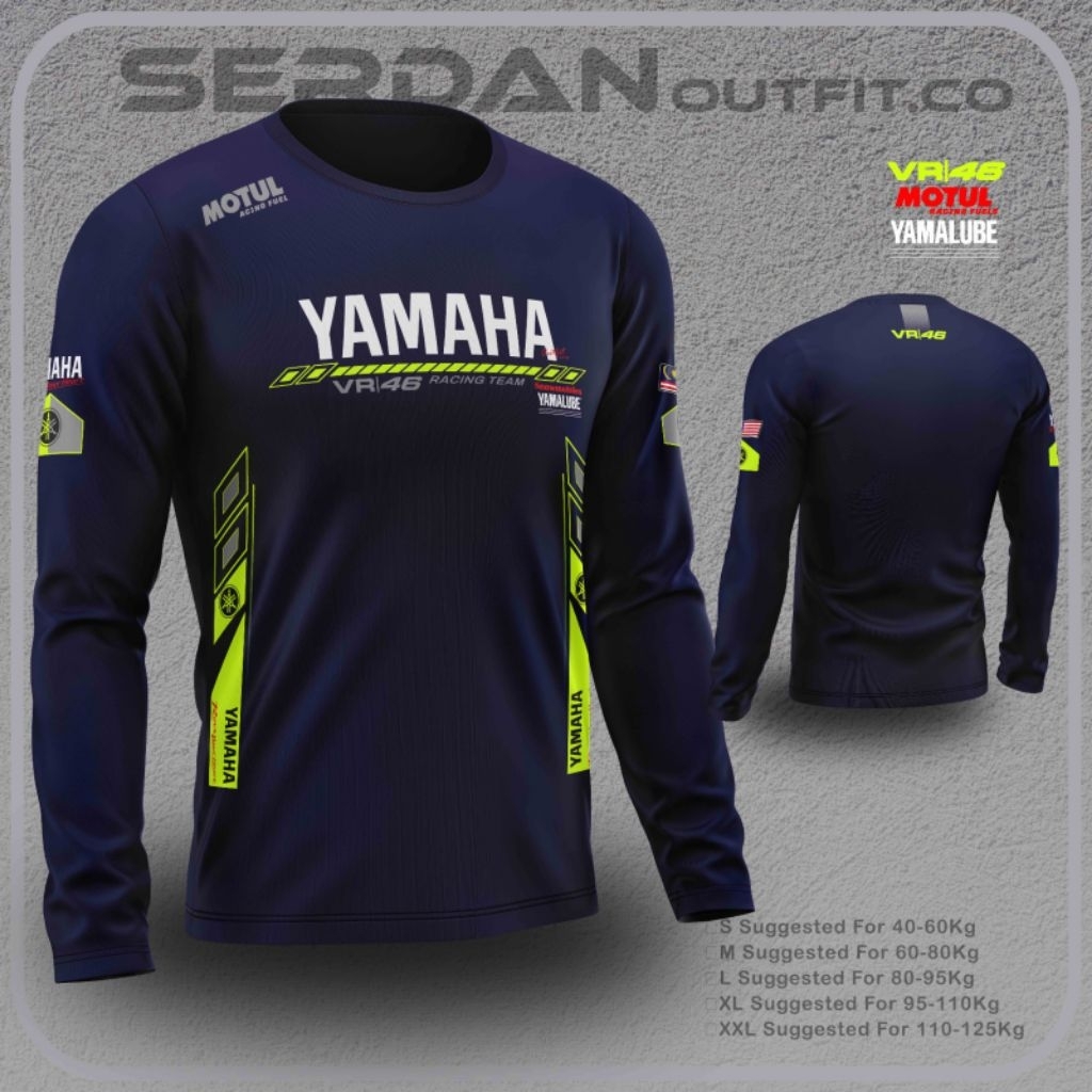 Baju Ride YAMAHA VR46 Unisex Microfiber Premium Quick Dry Serap Peluh ...