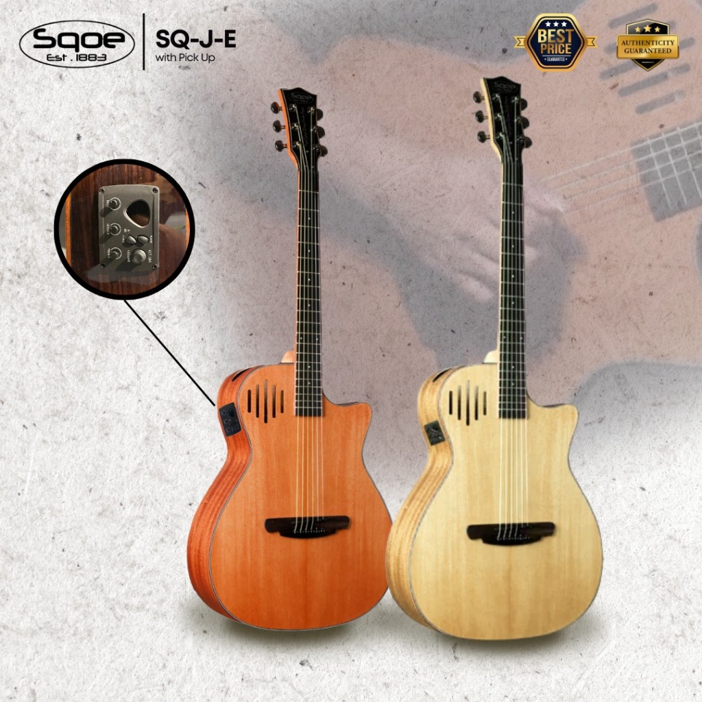 SQOE SQ-J-E 40 inch Grand Auditorium Acoustic Guitar with Sqoe KLT-18A ...