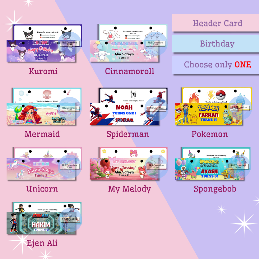 HEADER CARD Goodies Doorgift Birthday / Merdeka / Wedding (TANPA ISIAN ...