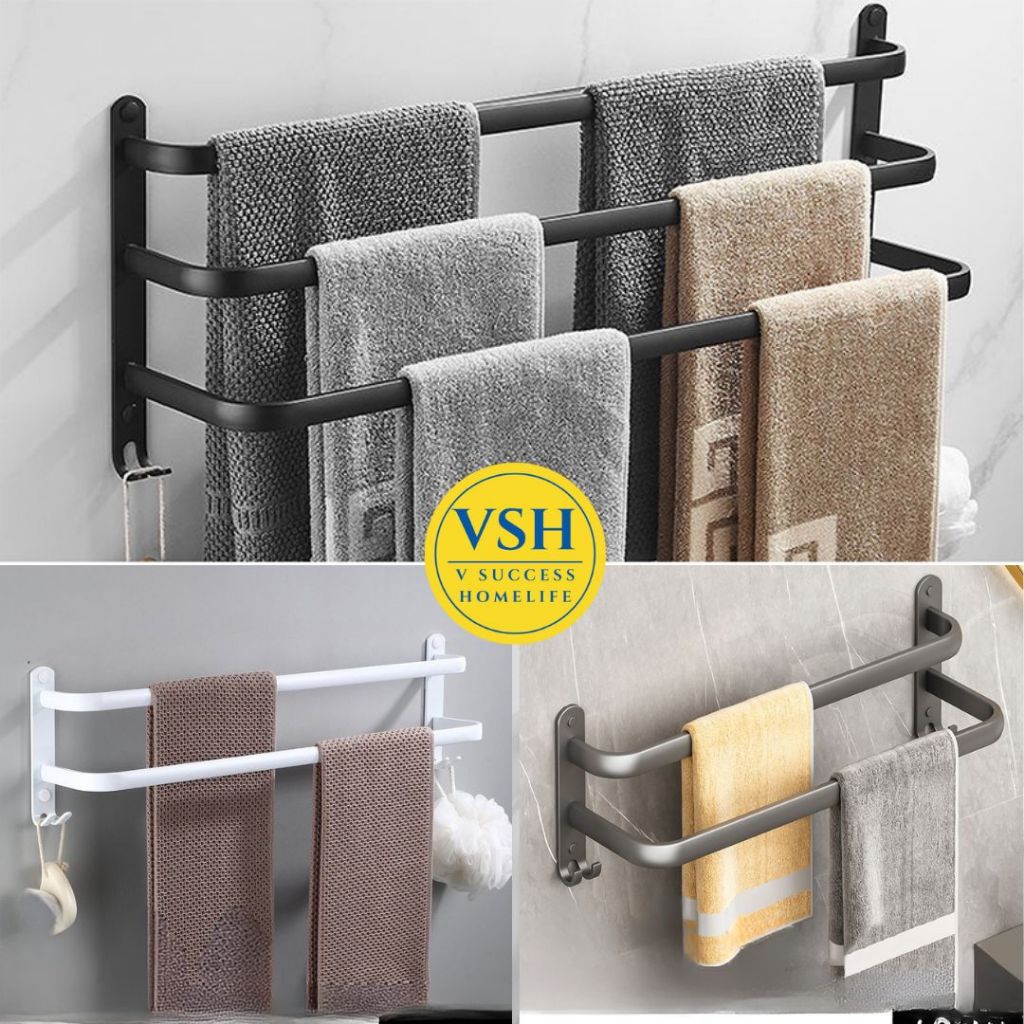 Bathroom Towel Rack Wall Towel Hanger Wall No Drill Towel Bar Towel ...