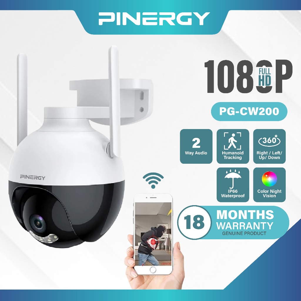 PINERGY CW200 1080P CCTV WiFi Camera PTZ, Two-Way Audio, IP66 ...