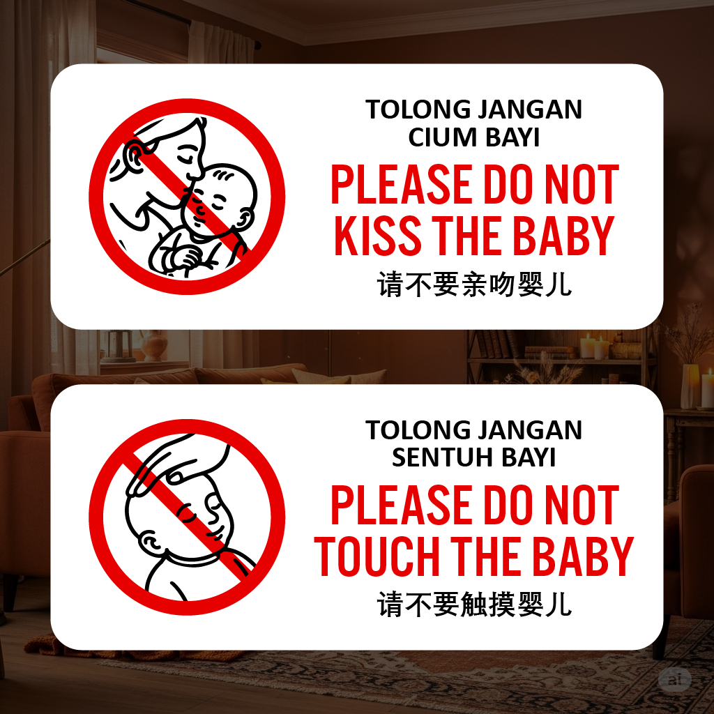 Please Do Not Kiss Touch Baby. Jangan Cium Sentuh Bayi. Sticker Sign ...