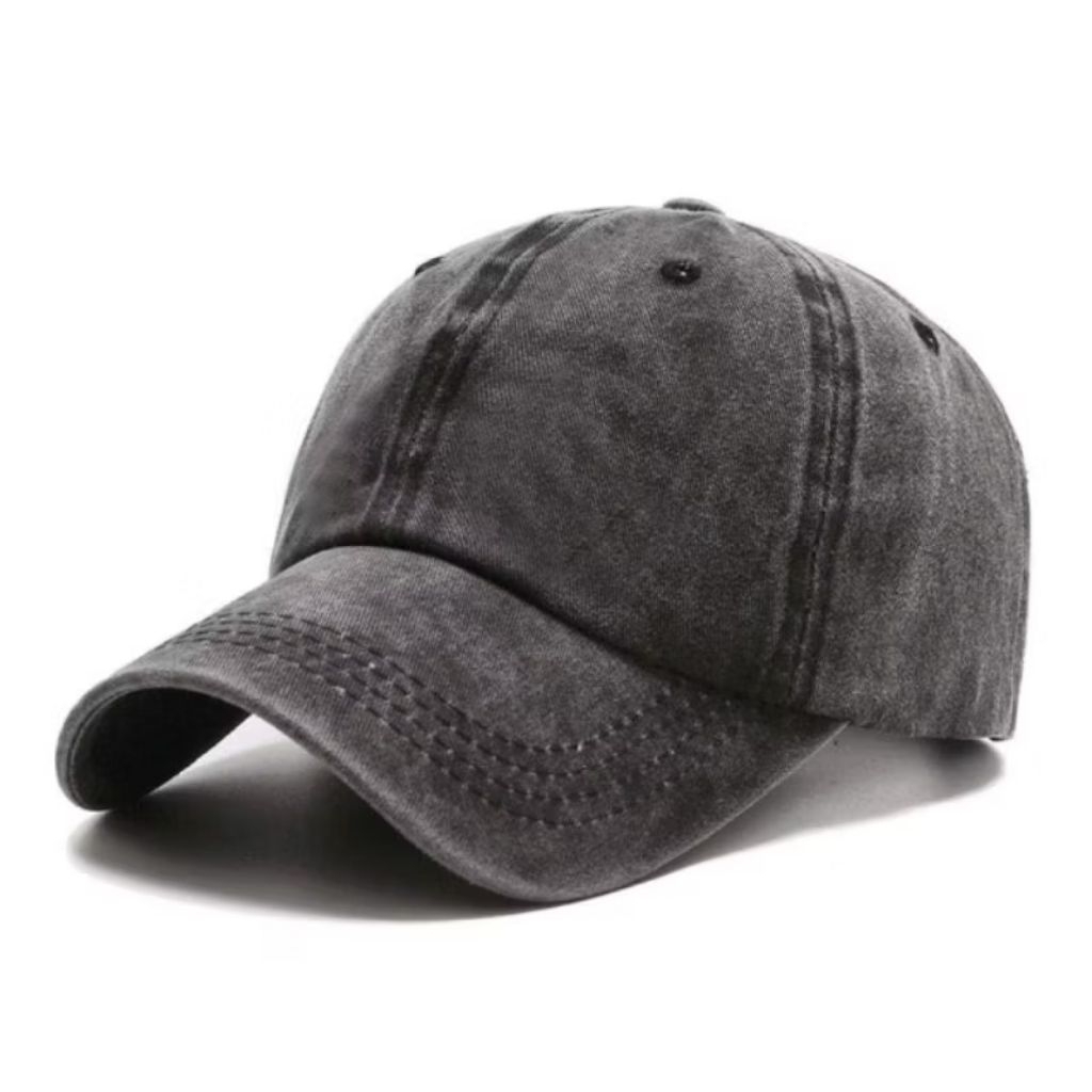 Denim Feel Water Washed / Cotton Black Cap Plain - Adjustable Ready ...