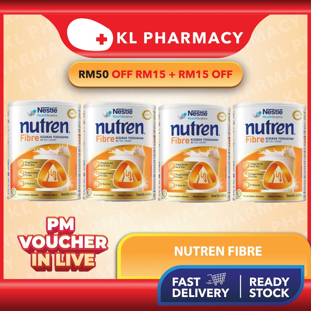 Nutren Fibre Complete Nutrition (4 x 800g) - Vanilla Flavour /Nutren ...