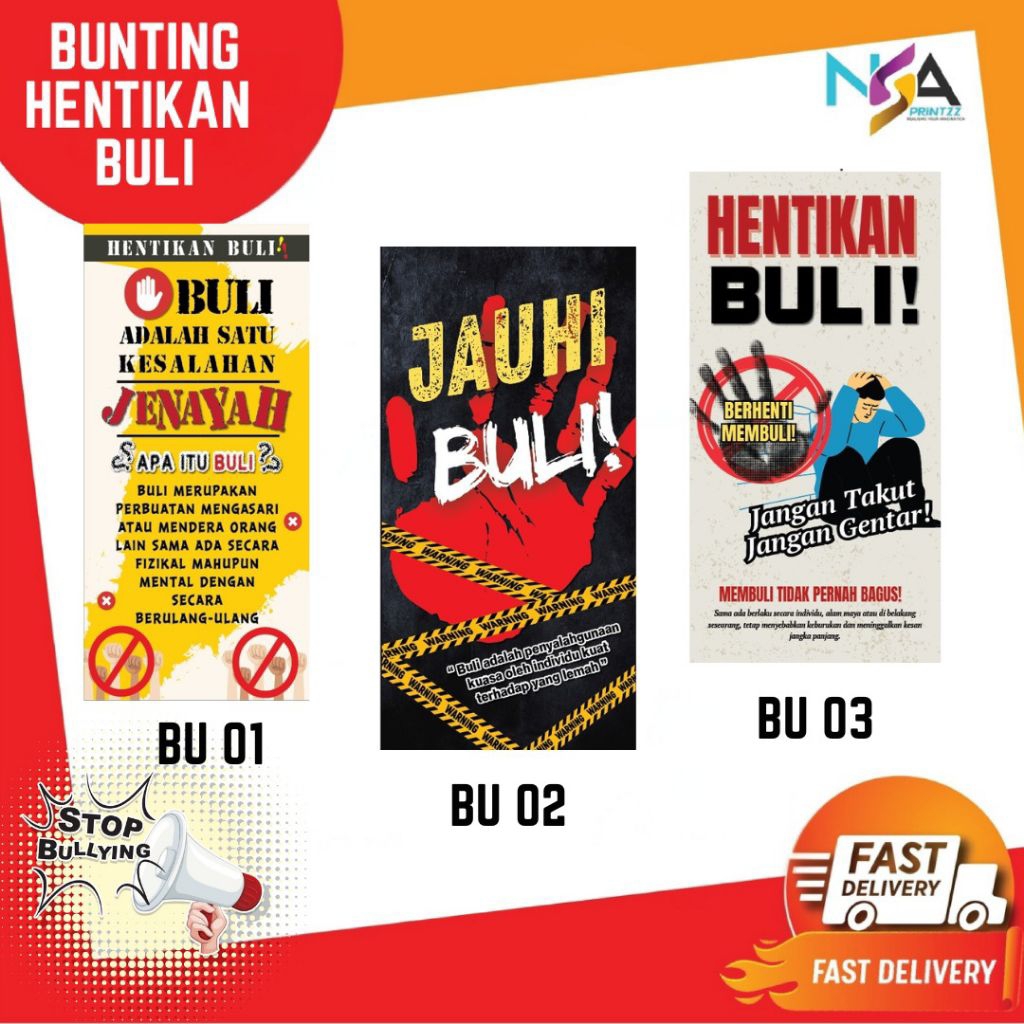 Bunting / Banner / Sticker Jauhi Hentikan Buli. Stop Bully | Shopee ...