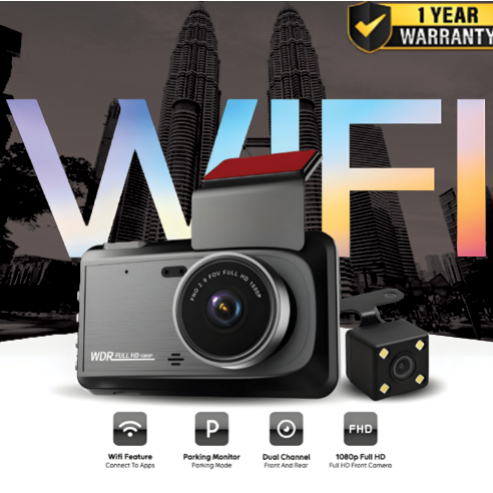 Dual Camera Dashcam WiFi Version Budget Dash Cam Front and Rear Dual ...