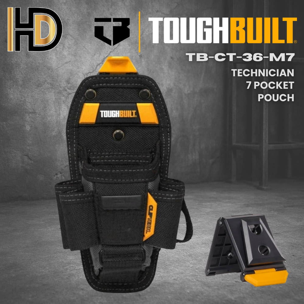 TOUGHBUILT CLIPTECH Medium 7 Pocket Technician Pouch / Heavy Duty 7 ...