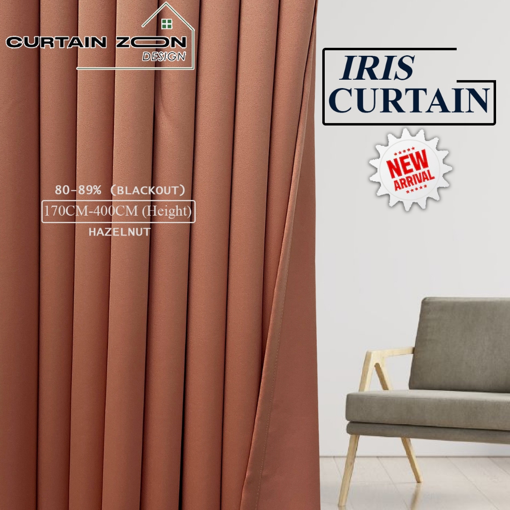 Curtain zoon 54# Iris Curtain (170CM-400CM) Semi Blackout Ready made ...