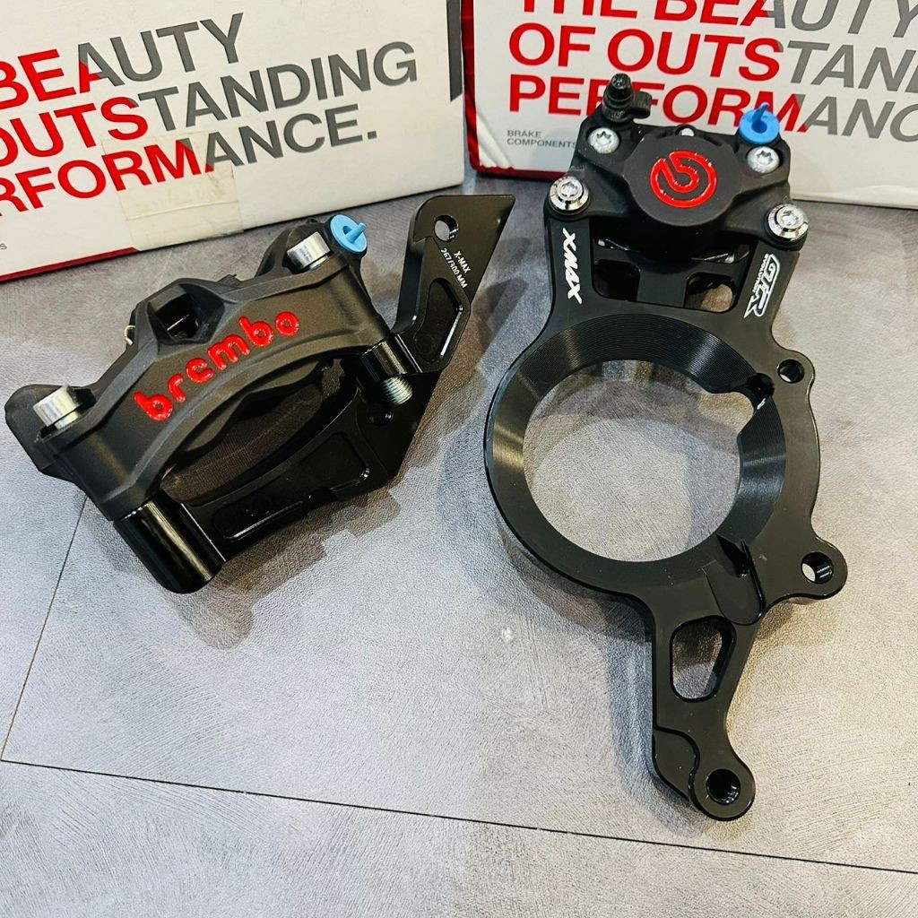 XMAX R25 BREMBO STYLEMA 4POT CALIPER FRONT REAR P34 RED LOGO 2POT ...