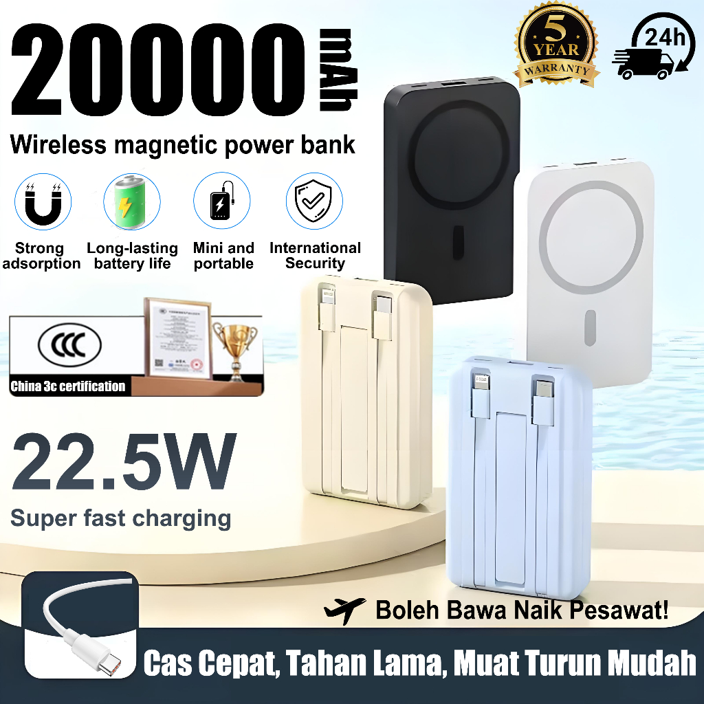 【Spot &3C Certification 】5 in 1 Magnetic 3C 20000mAh Wireless Powerbank ...