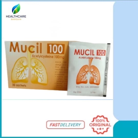 Mucil 100 Acetylcysteine 100mg 30 Sachets EXP 3 April 2026 | Shopee ...