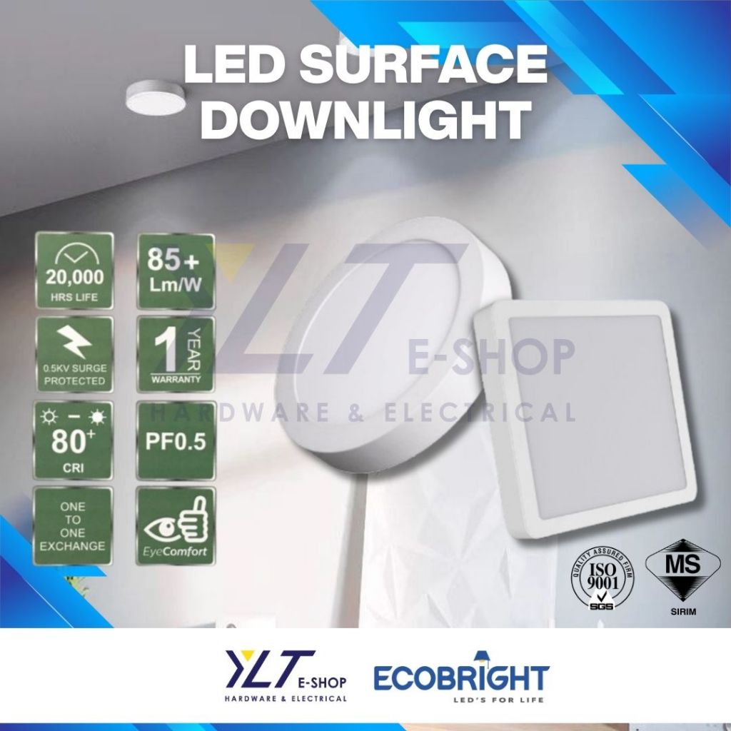 Ecobright LED Surface Downlight 18W/24W (Round/Square) | Shopee Malaysia